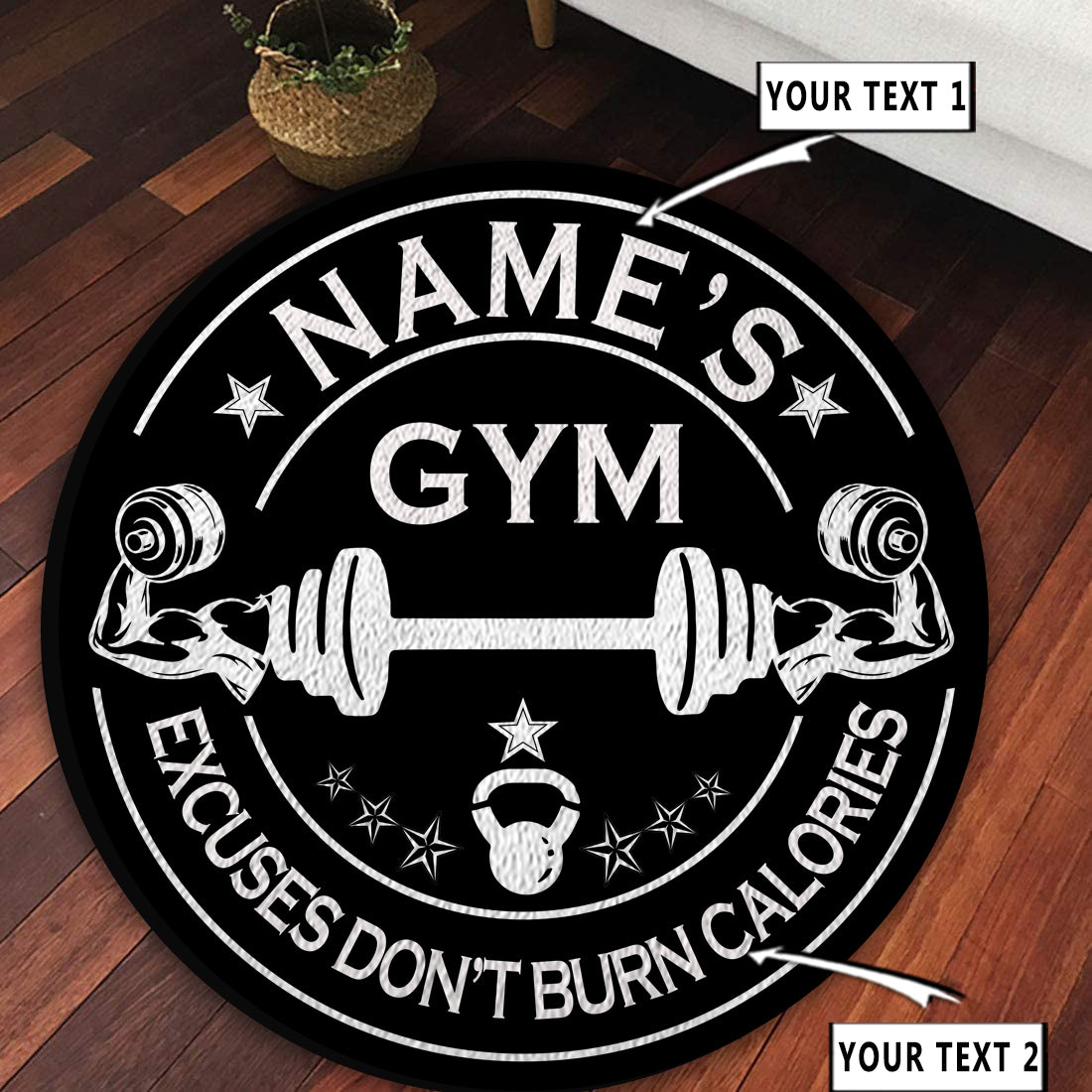 Personalized Gym Round Rug Home Gym Decor Bodybuilding gift – Style My ...